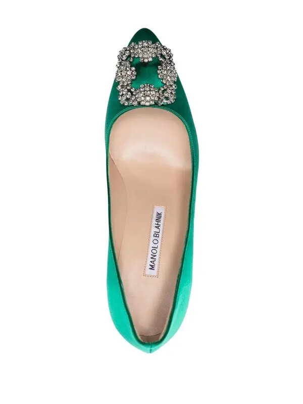 Manolo Blahnik 90mm Hangisi Pumps - Green