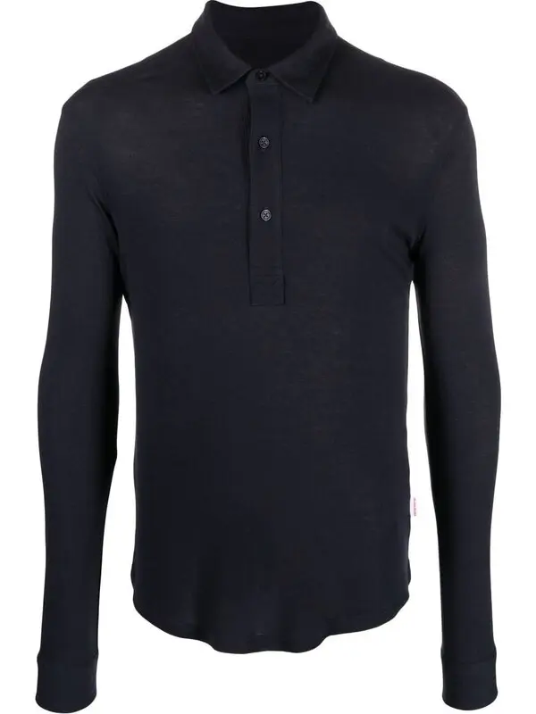 Orlebar Brown Button-front Long-sleeved Polo Shirt - Blue