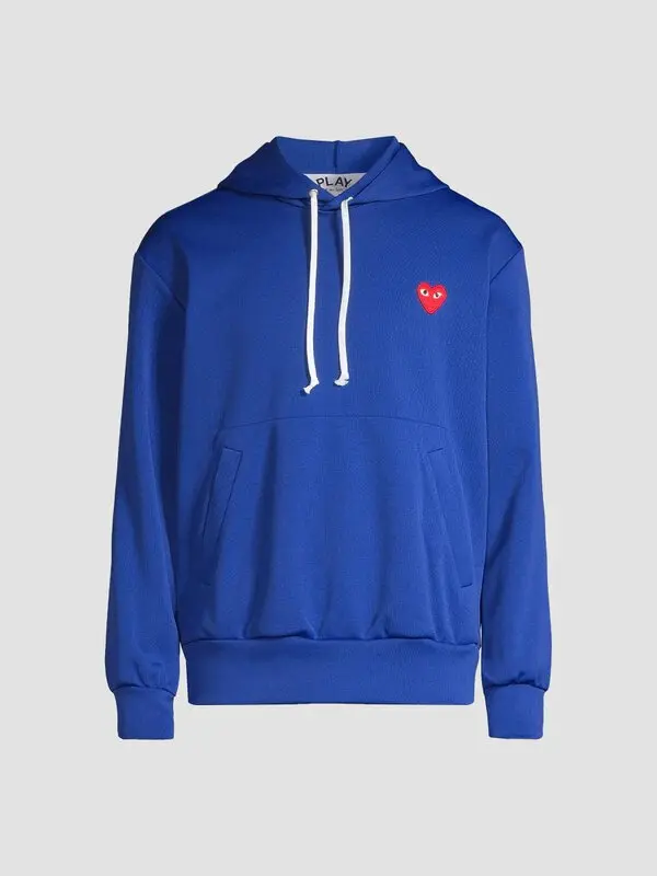 Play Comme Des Garcon Red Heart Pullover Hoodie Sweatshirt - Navy