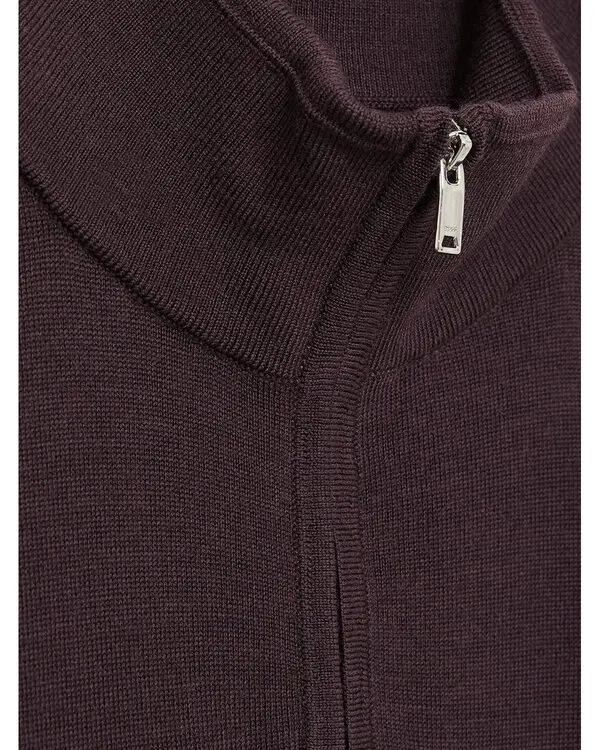 REISS Merino Funnel Neck Pullover - Dark Bordeaux