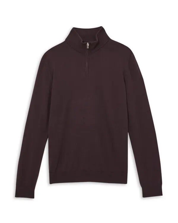 REISS Merino Funnel Neck Pullover - Dark Bordeaux