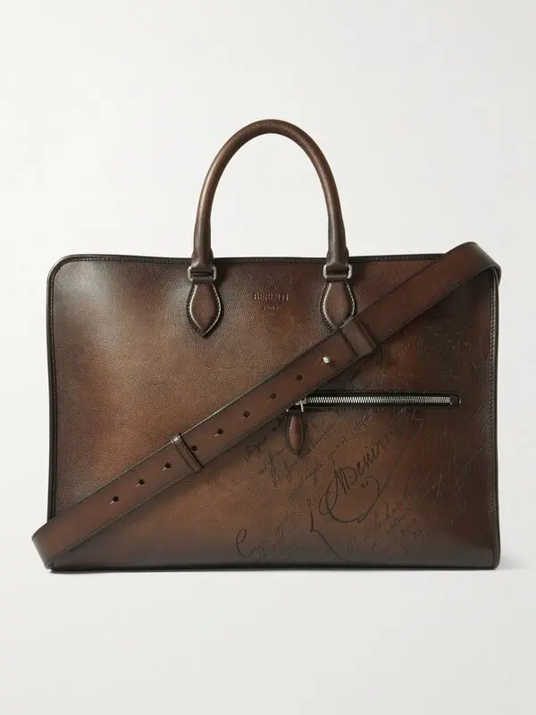 Berluti Scritto Venezia Leather Weekend Bag - Brown