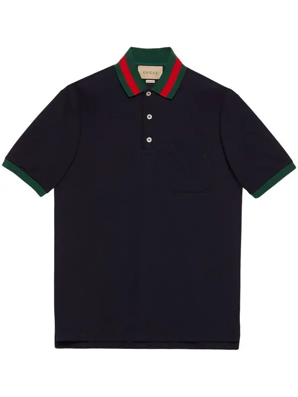Gucci Web Stripe-collar Piqué Polo Shirt