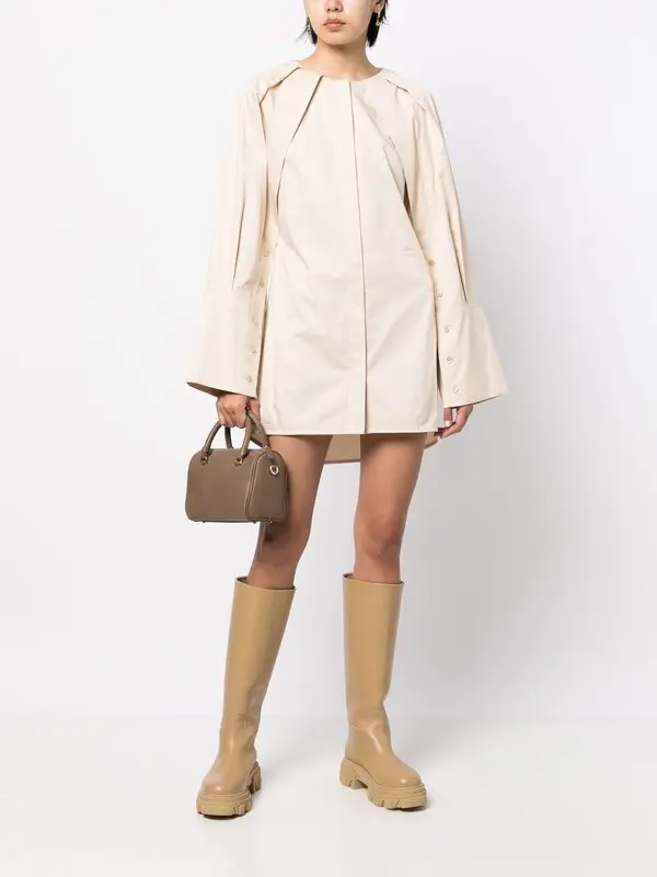 Goen.j Long-sleeve Mini Shirt Dress - Neutrals