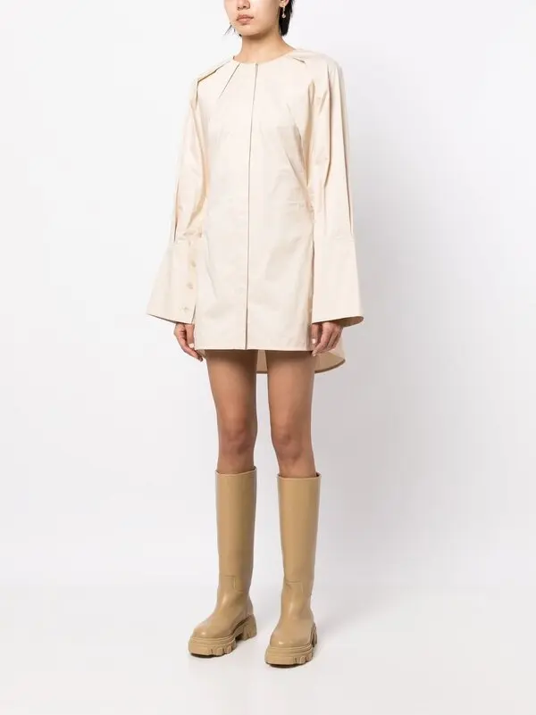 Goen.j Long-sleeve Mini Shirt Dress - Neutrals