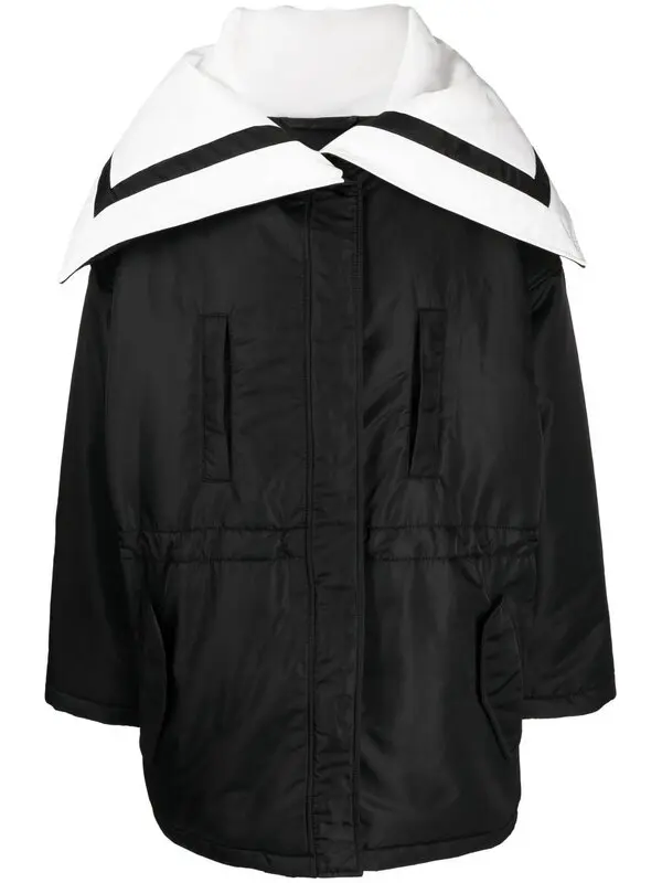 Goen.j Sailor-collar Padded Coat - Black
