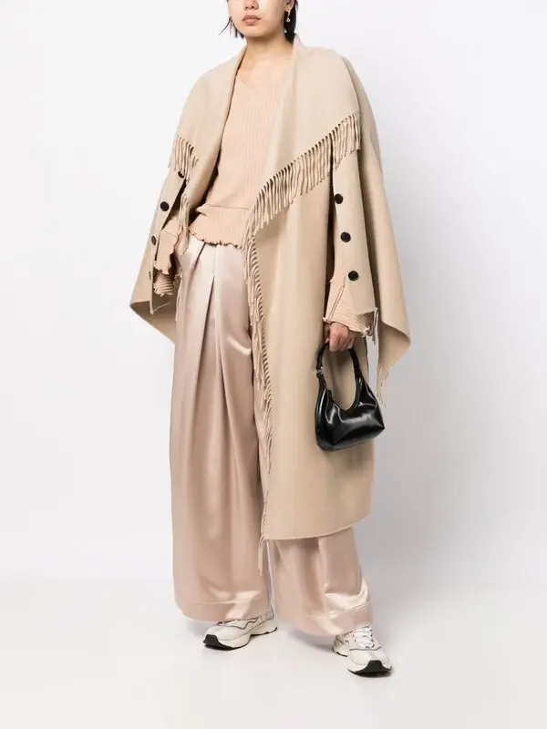 Goen.j Double-faced Fringed Coat - Brown