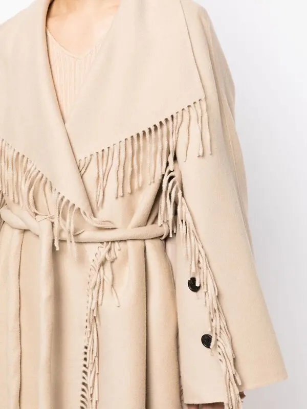 Goen.j Double-faced Fringed Coat - Brown