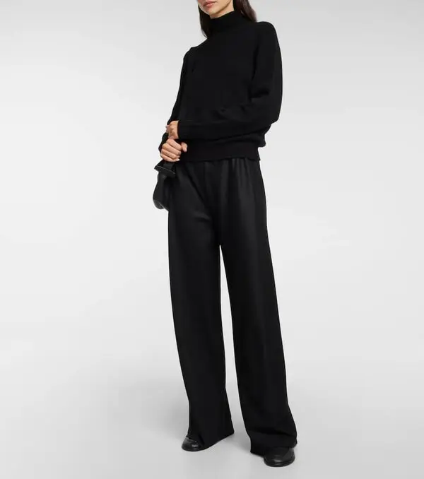 THE ROW Gala Wide-leg Virgin Wool Trousers - Black