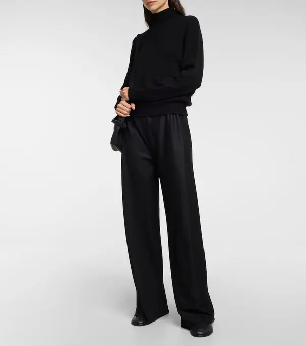 THE ROW Gala Virgin Wool Wide-leg Pants - Black