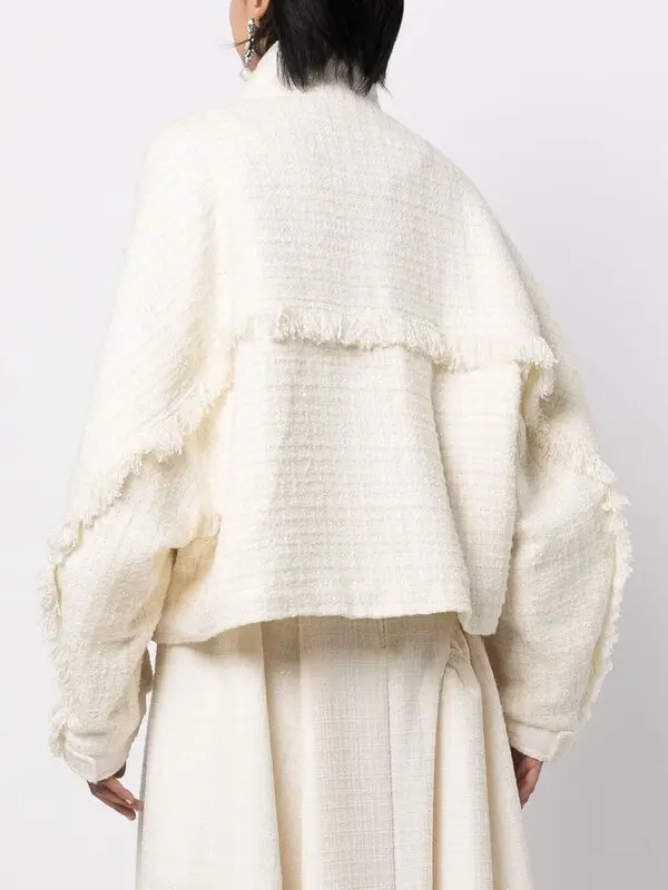 Goen.j Stand-collar Tweed Bomber Jacket - White