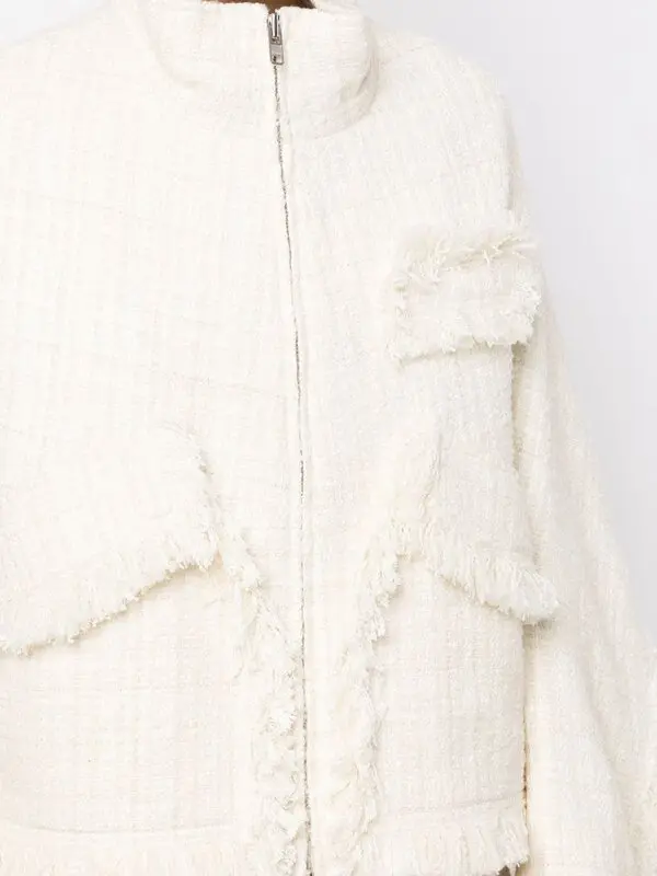 Goen.j Stand-collar Tweed Bomber Jacket - White