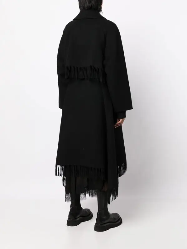 Goen.j Double-faced Fringed Coat - Black