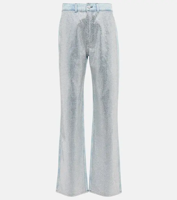 FRAME Le Jane Embellished High-rise Jeans - Blue