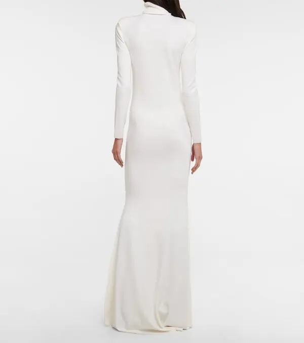 Saint Laurent High-neck Wool Maxi Dress