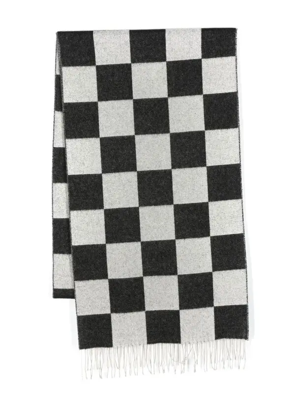 Amiri Checkerboard-pattern Knit Scarf - Black