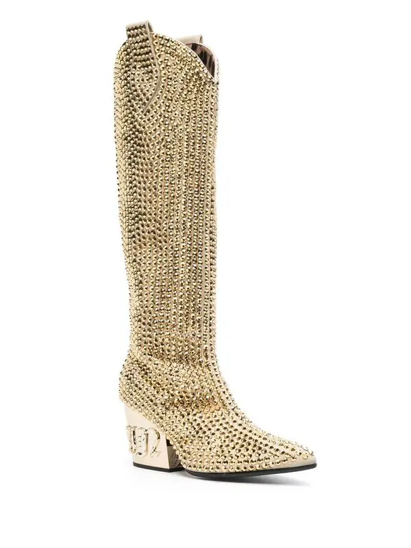 Philipp Plein Strass Cowboy Calf-length Boots