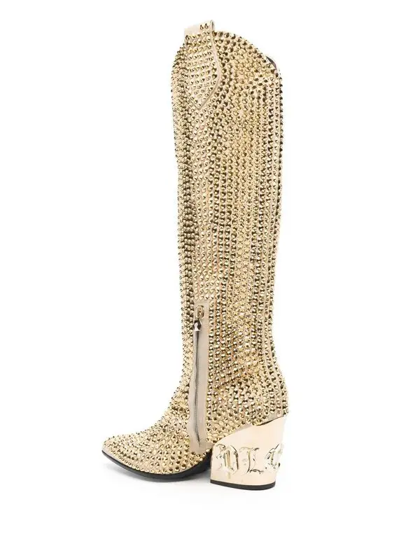 Philipp Plein Strass Cowboy Calf-length Boots