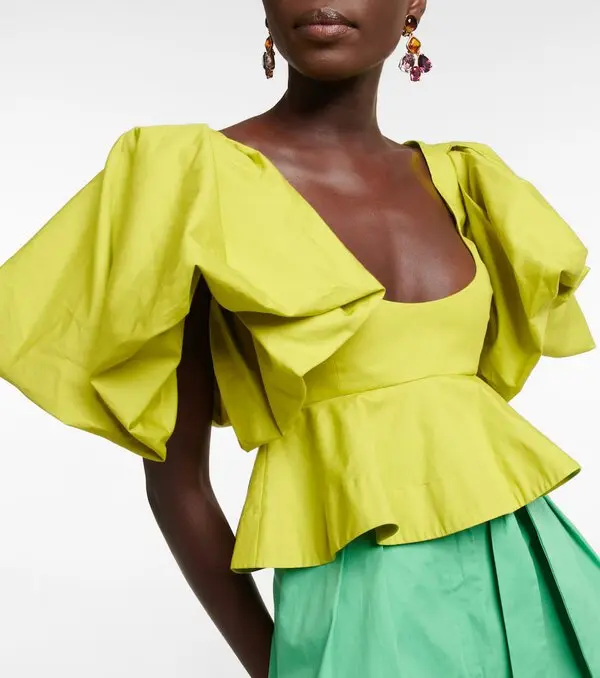 Oscar De La Renta Peplum Crop Top