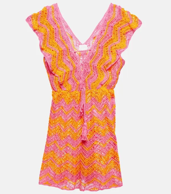Anna Kosturova Melissa Crocheted Cotton Minidress - Multicoloured