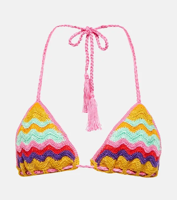 Anna Kosturova Crochet Cotton Bikini Top - Multicoloured