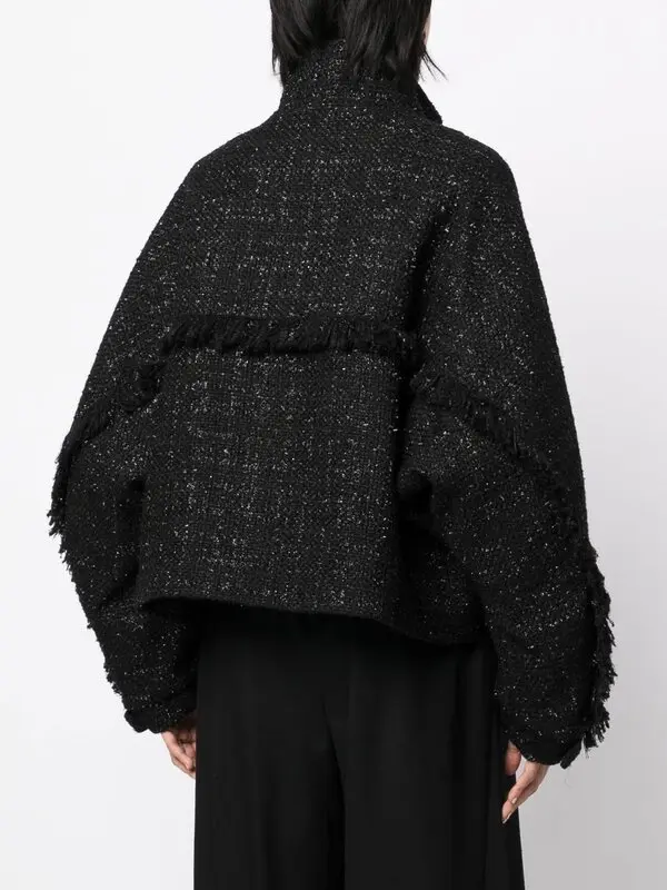 Goen.j Stand-collar Tweed Bomber Jacket - Black