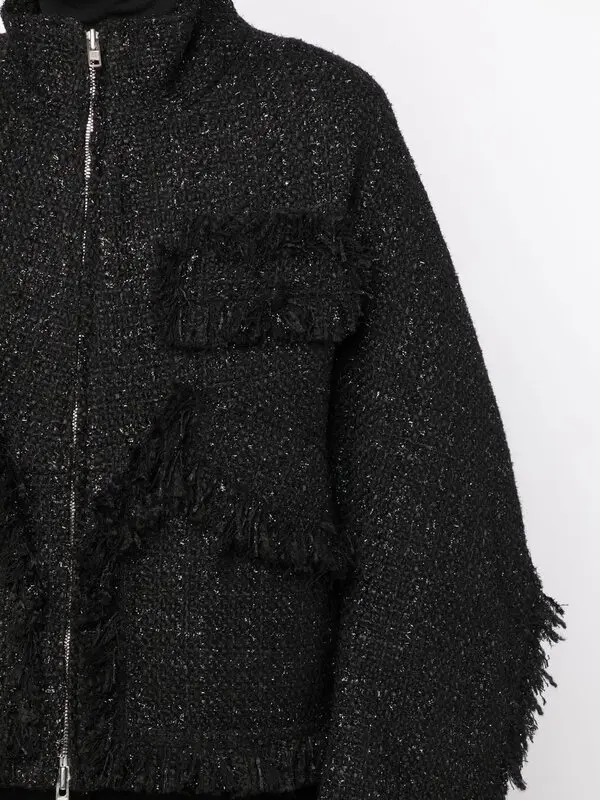 Goen.j Stand-collar Tweed Bomber Jacket - Black