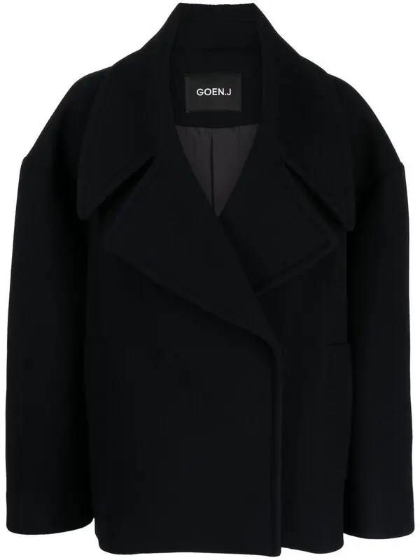 Goen.j Double-breasted Cropped Jacket - Black