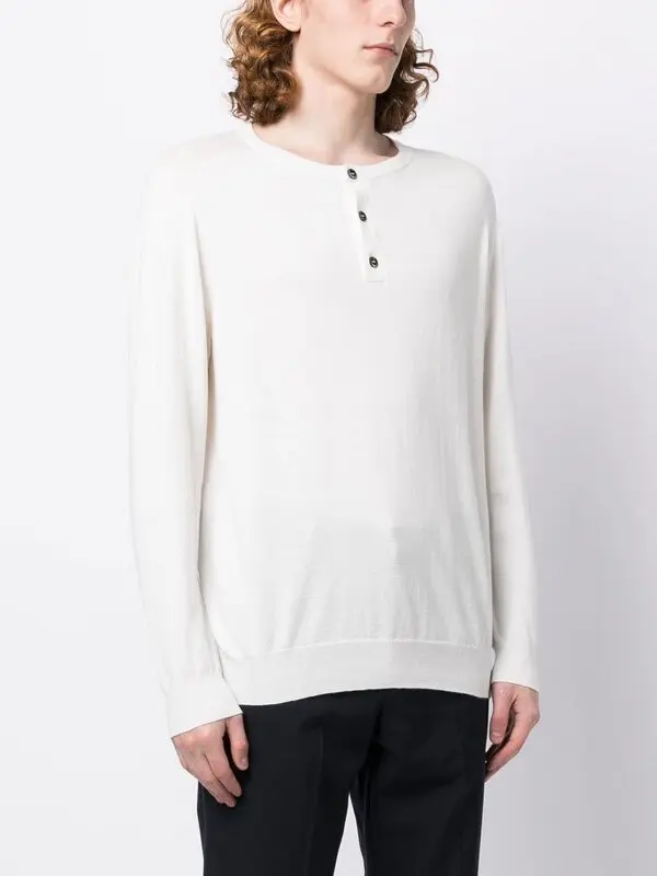 N.peal Button-placket Knit Jumper - White