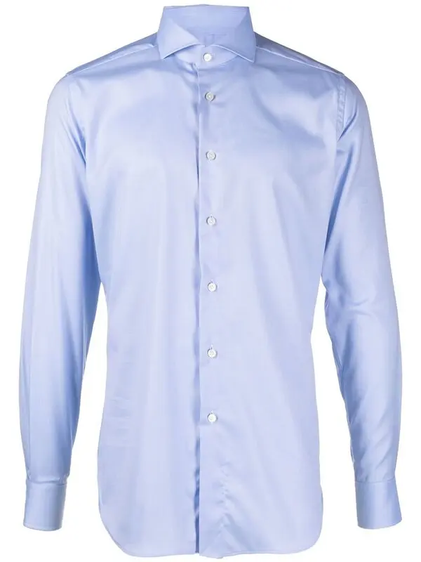 DELL'OGLIO Long-sleeve Cotton Shirt - Blue