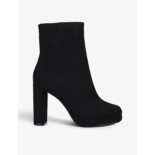 Carvela Amplify Square-toe Faux Suede Boots - Black