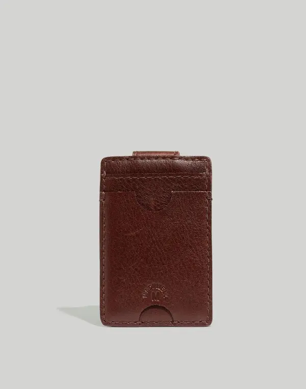 Madewell Leather Card Case With Magnet - Rich Brown