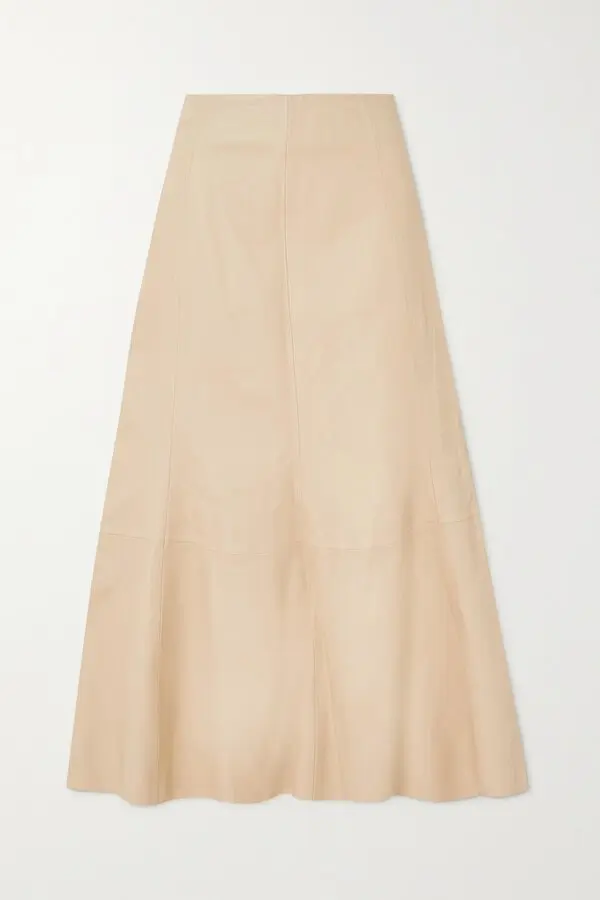 BY MALENE BIRGER Floela Paneled Leather Midi Skirt