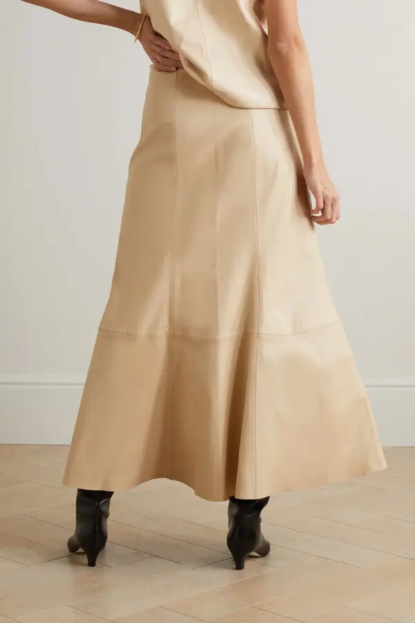 BY MALENE BIRGER Floela Paneled Leather Midi Skirt