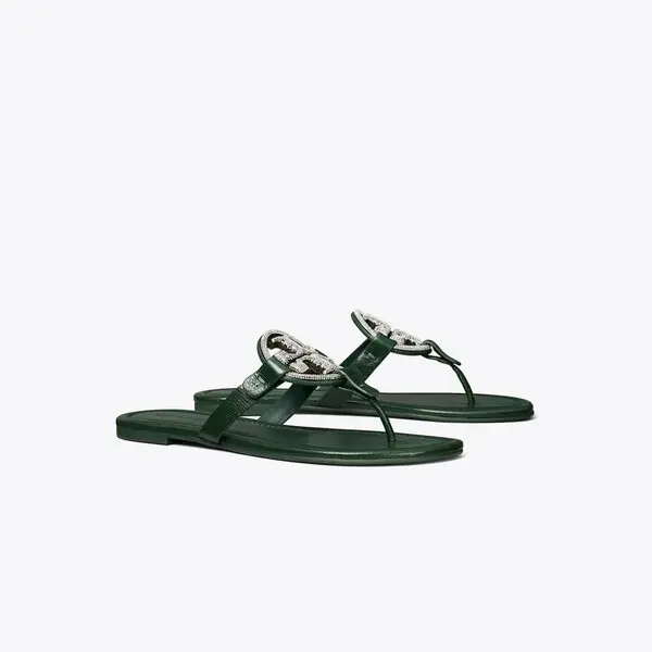 Tory Burch Miller Pavé Sandal - Dark Emerald