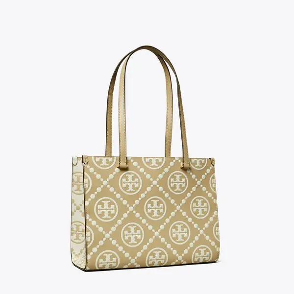 Tory Burch T Monogram Embossed Tote - Beige