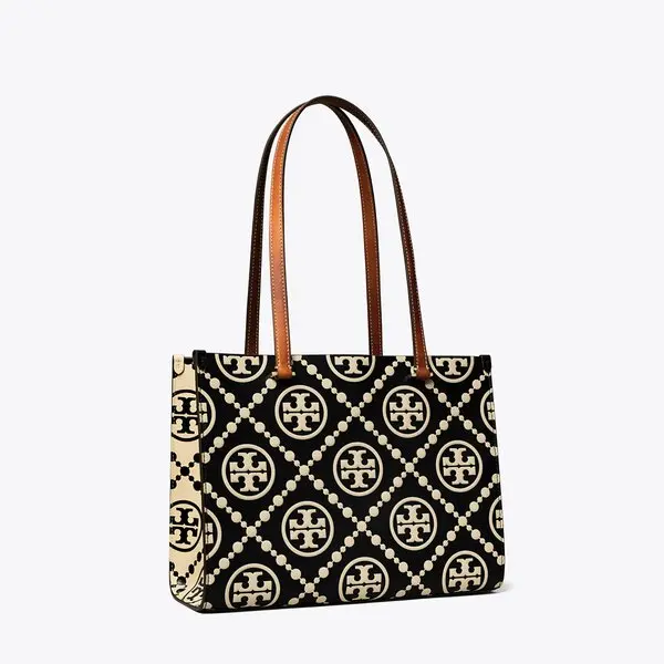 Tory Burch T Monogram Embossed Tote - Black/white