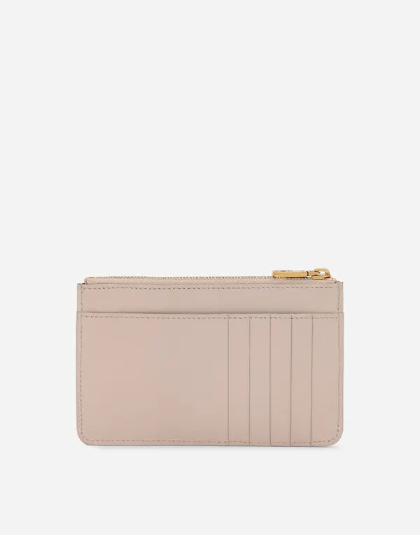 Dolce & Gabbana Medium Devotion Card Holder In Quilted Nappa Leather - Pale Pink