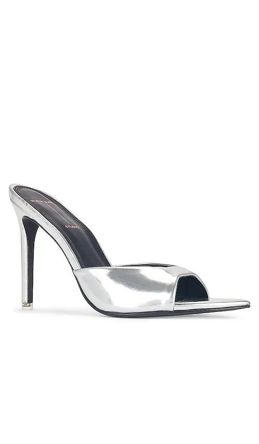 BLACK SUEDE STUDIO Brea Mule In Metallic Silver - Silver Mirror Metallic