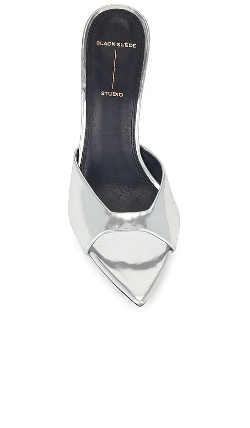 BLACK SUEDE STUDIO Brea Mule In Metallic Silver - Silver Mirror Metallic