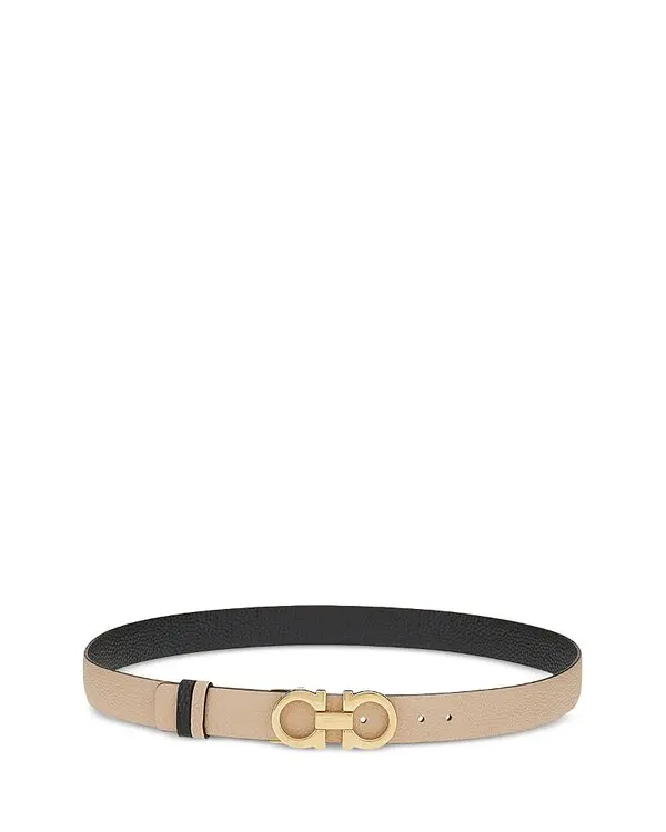 FERRAGAMO Donna Leather Belt - Tan/gold