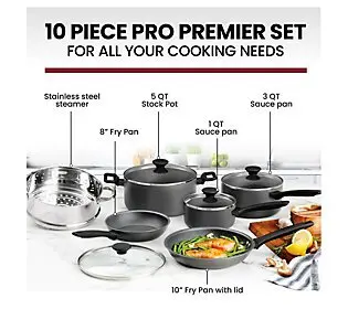 GRANITESTONE Pro Premiere 10-piece Hard Anodize D Cookware Set