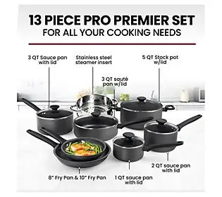 GRANITESTONE Pro Premiere 13-piece Hard Anodize D Cookware Set