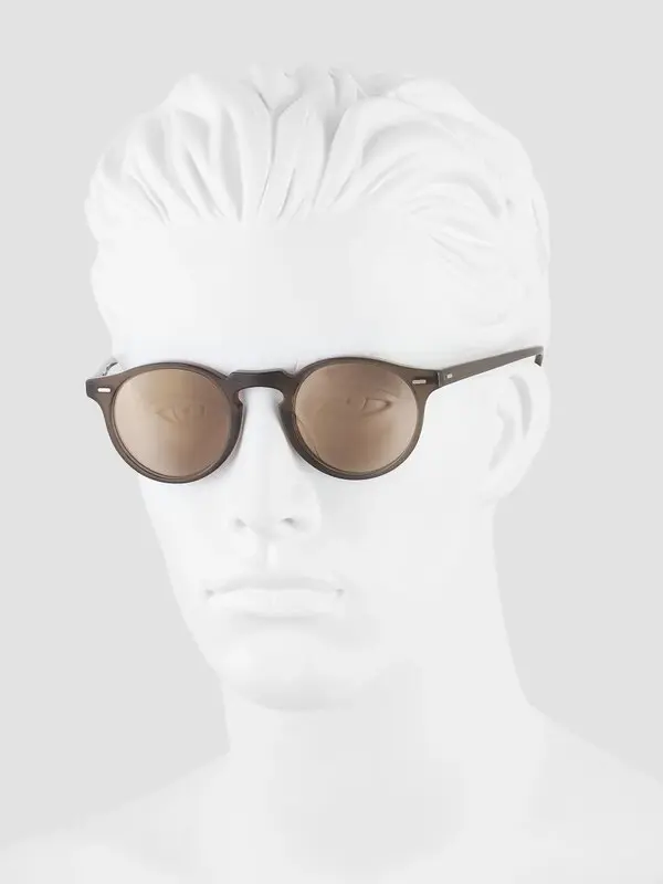 BRUNELLO CUCINELLI & OLIVER PEOPLES Gregory Peck 50mm Phantos Round Sunglasses - Grey