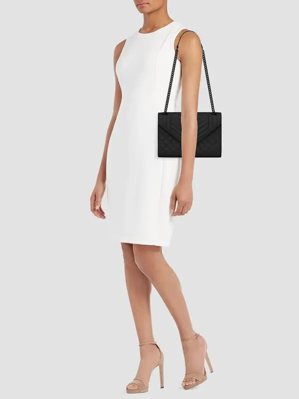 Saint Laurent Envelope Monogram Matelassé Leather Shoulder Bag - Black