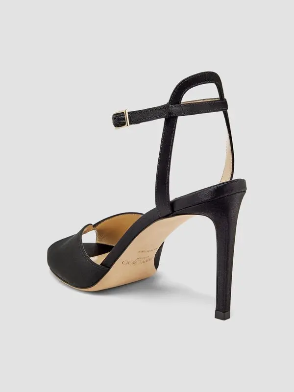 JIMMY CHOO Sacora 85mm Satin Sandals - Black