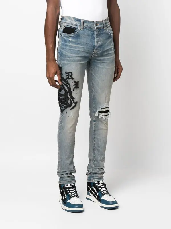 Amiri Logo-embroidered Skinny Jeans