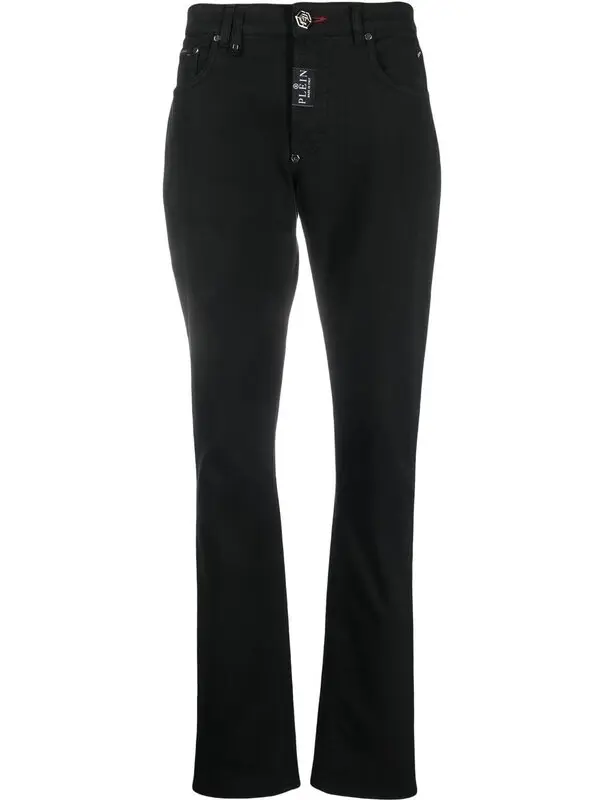 Philipp Plein Hexagon Mid-rise Slim-cut Jeans - Black