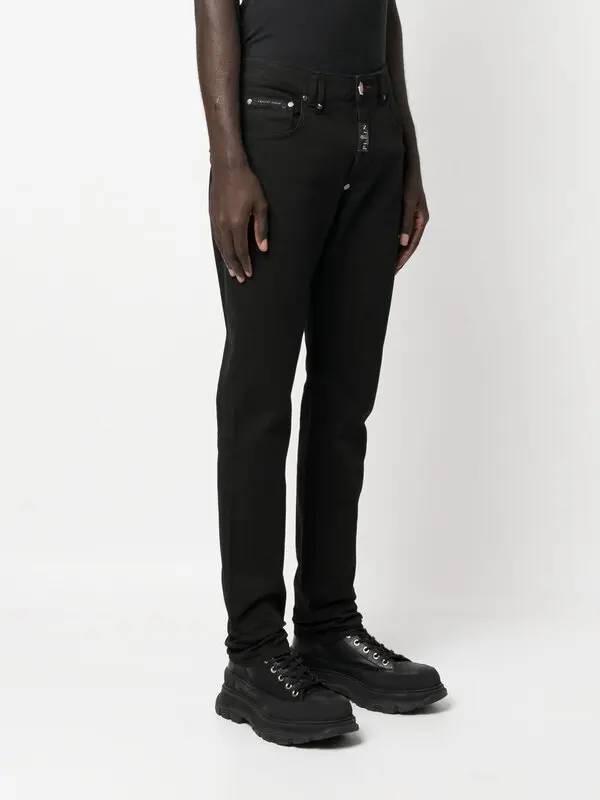 Philipp Plein Hexagon Mid-rise Slim-cut Jeans - Black