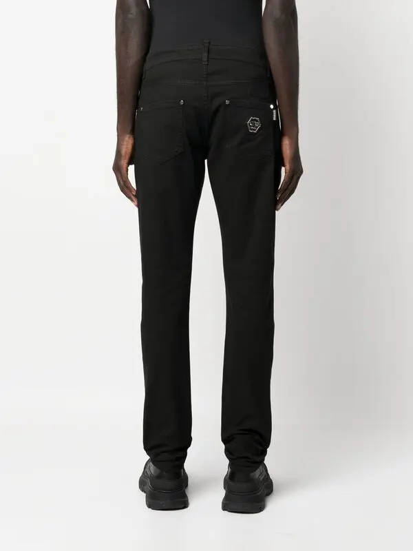 Philipp Plein Hexagon Mid-rise Slim-cut Jeans - Black